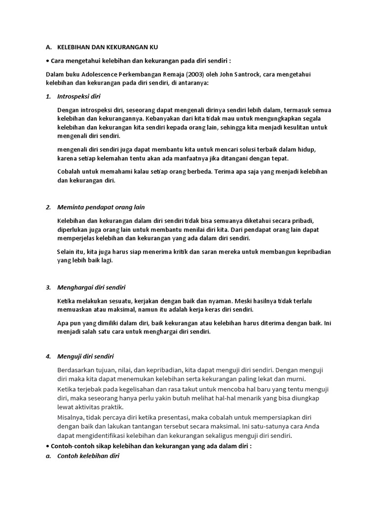 Cara Mengetahui Kelebihan Dan Kekurangan Diri | PDF Cara Mengetahui Kelebihan Dan Kekurangan Diri | PDF