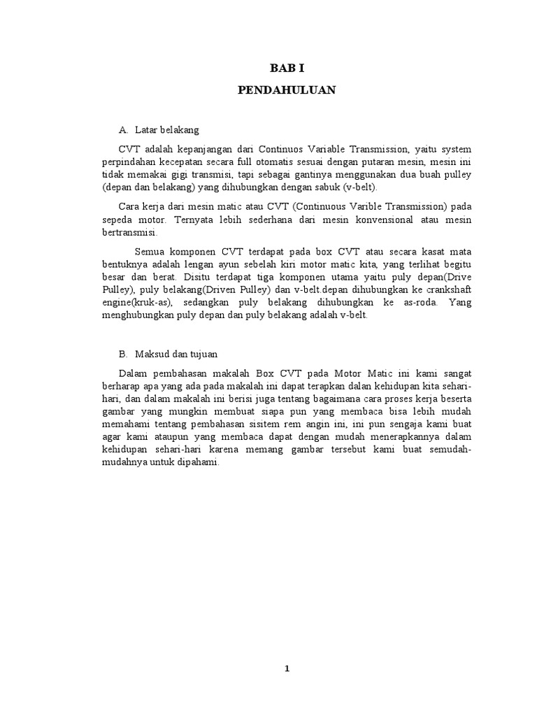 Sistem CVT pada Motor Matic | PDF