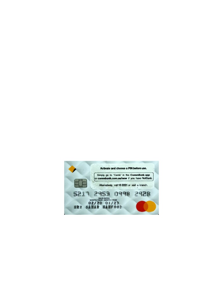 Activate Your CommBank Card PIN | PDF