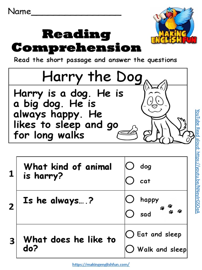 Harry The Dog: Reading Comprehension | PDF