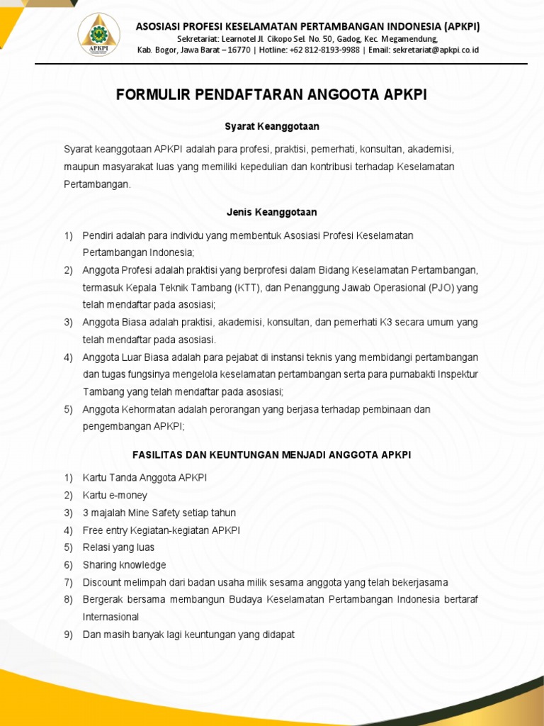 Formulir Pendaftaran APKPI | PDF