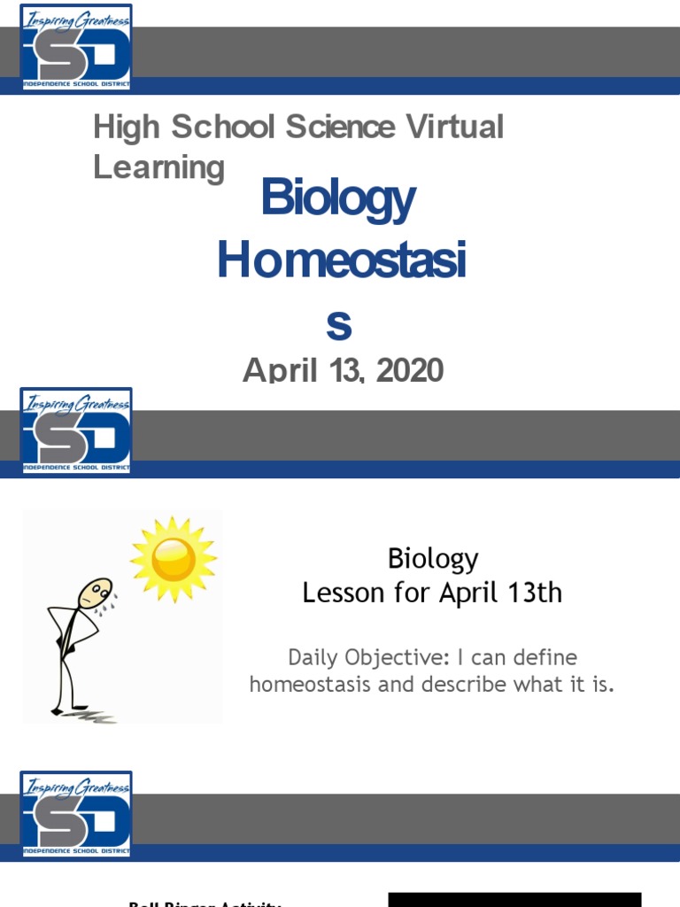 High School Science Virtual Learning: Biology Homeostasi S | PDF ...