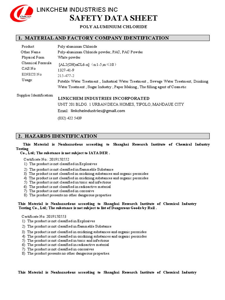 Msds 2021-Pac Powder | PDF | Waste Management | Toxicity
