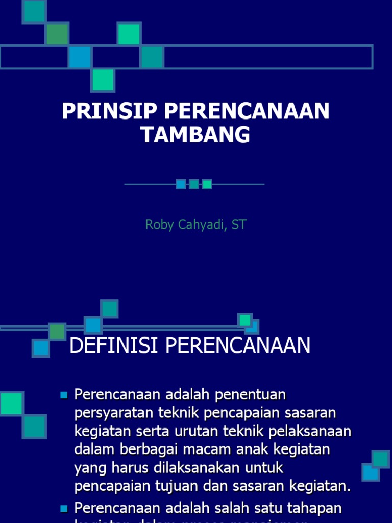 Prinsip Perencanaan Tambang 1 | PDF