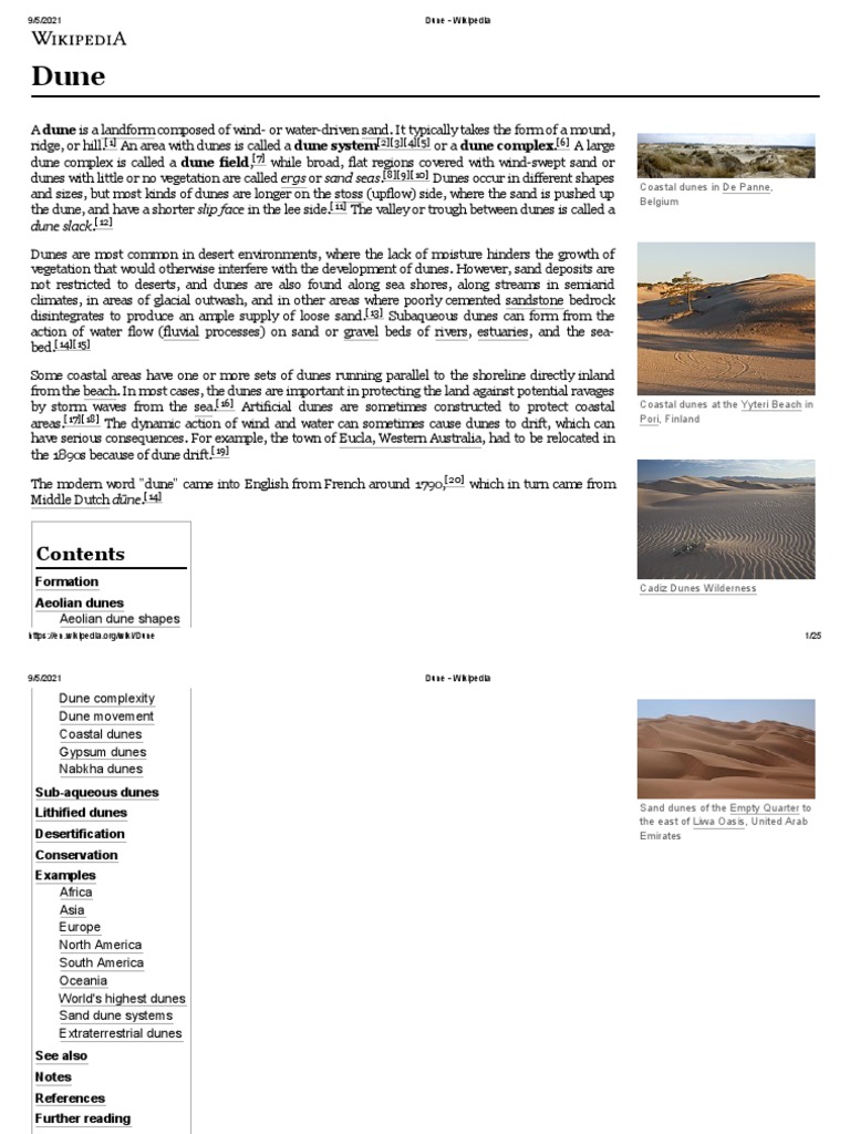 Dune Slack.: Formation Aeolian Dunes | PDF | Dune | Geology