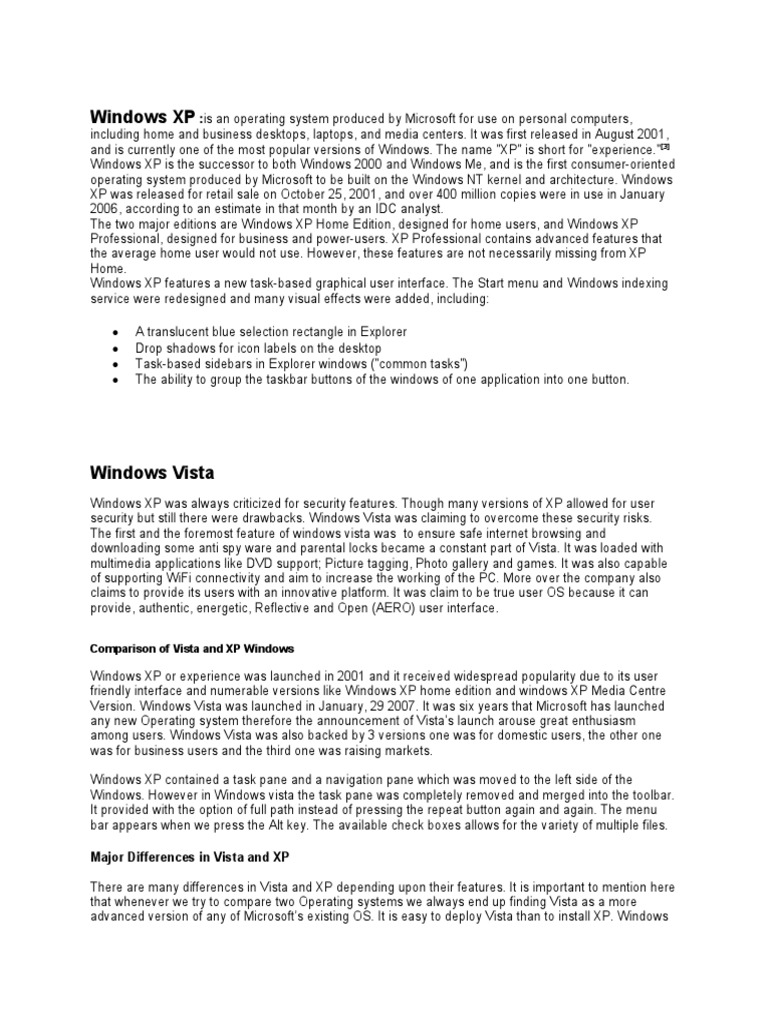 Windows XP::is An Operating System Produced by Microsoft For Use On ...