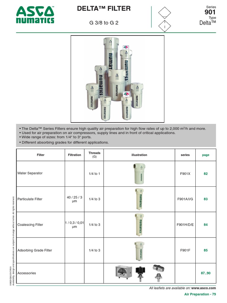 European Catalog Air Preparation Delta Filter 901 G 3 8 g2 Asco en ...