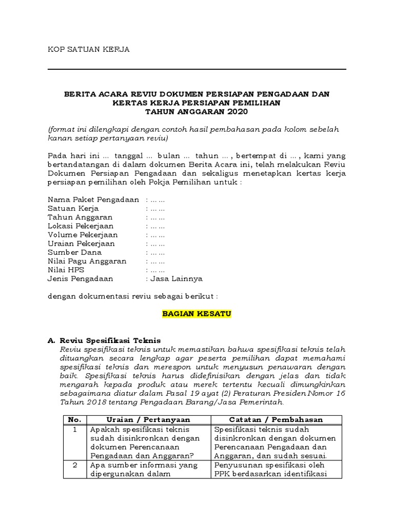 Format 4 Reviu Jasa Lainnya | PDF