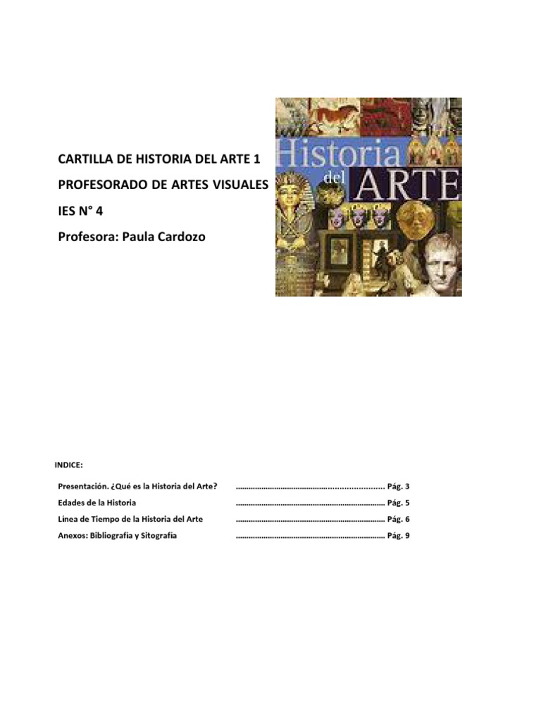 Cartilla Historia Del Arte 1 Pdf Pinturas Estética