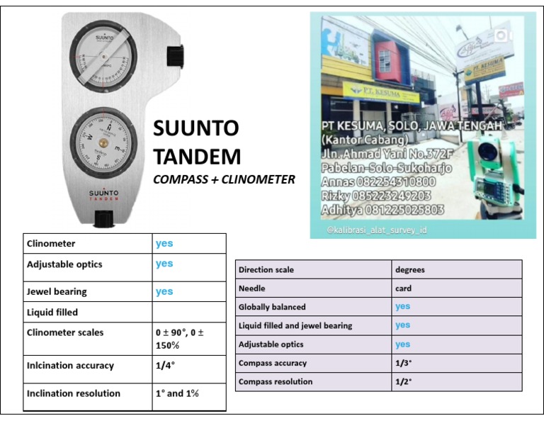 Suunto Tandem Kompas Clinometer Alat Ukur Tanah Alat Survey Pemetaan | PDF