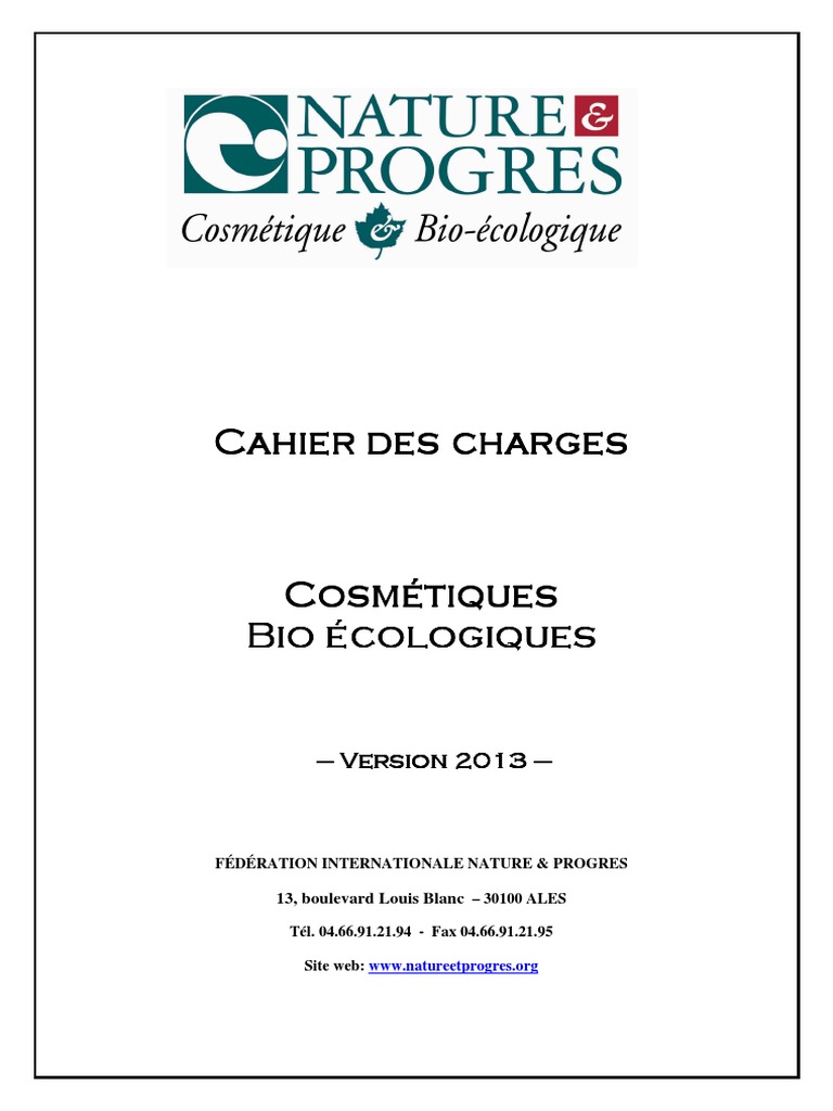 Cahier-Des-Charges-Natprog-Cosmcosmétiques Bio-Écologique | PDF ... Cahier-Des-Charges-Natprog-Cosmcosmétiques Bio-Écologique | PDF ...