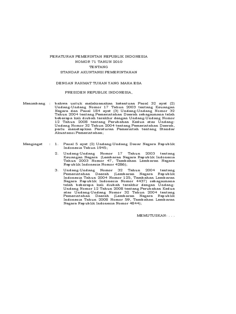 PP 71 Tahun 2010 | PDF