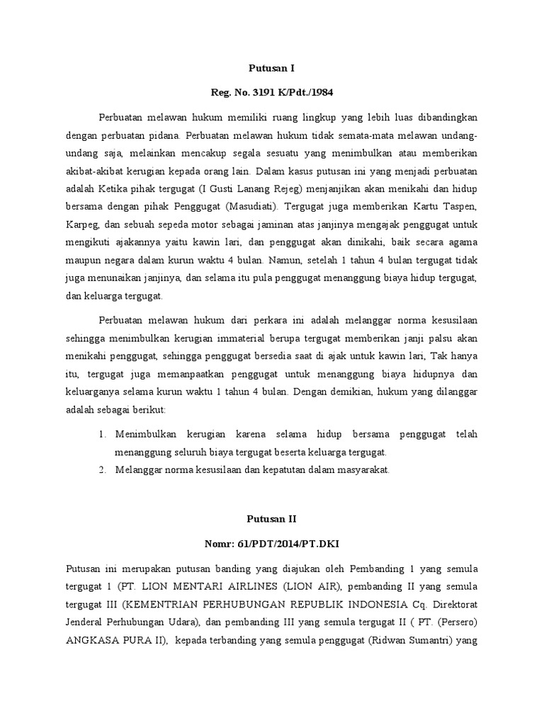 Analisa Putusan Perbuatan Melawan Hukum | PDF Analisa Putusan Perbuatan Melawan Hukum | PDF