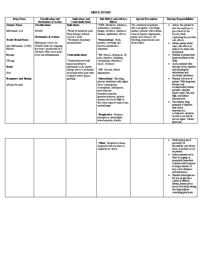 Drug Study | PDF | Nonsteroidal Anti Inflammatory Drug | Clinical Medicine