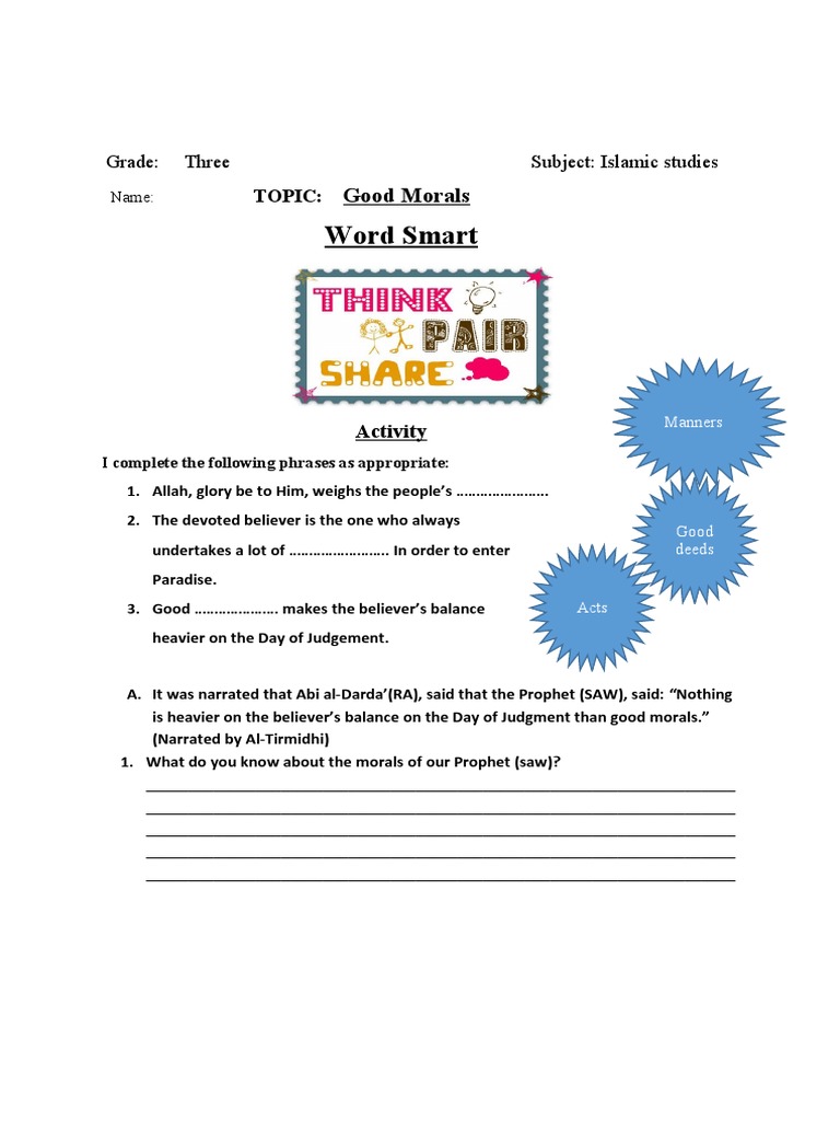 Good Morals Worksheets | PDF | Last Judgment | Muhammad