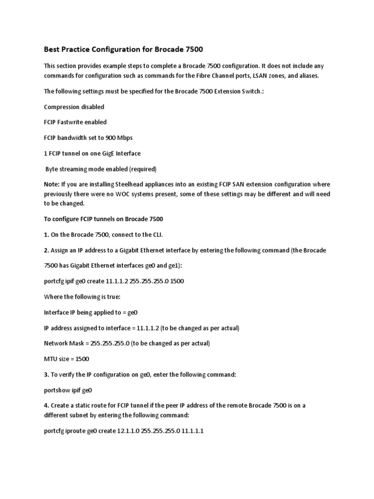 Best Practice Configuration For Brocade 7500 | PDF | Ip Address ...