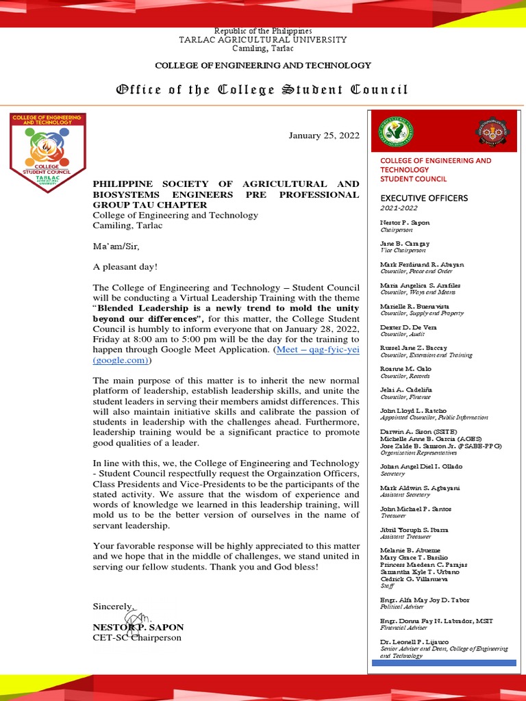 Letter For Psabe PPG 1 | PDF