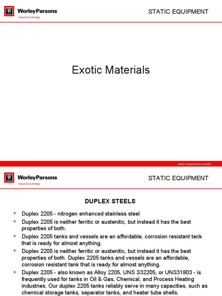Exotic Materials: Static Equipment | Download Free PDF | Titanium | Steel