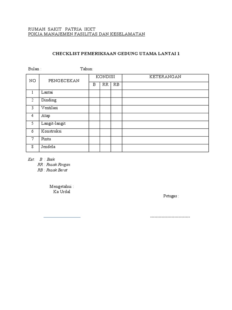 Checklist Gedung | PDF