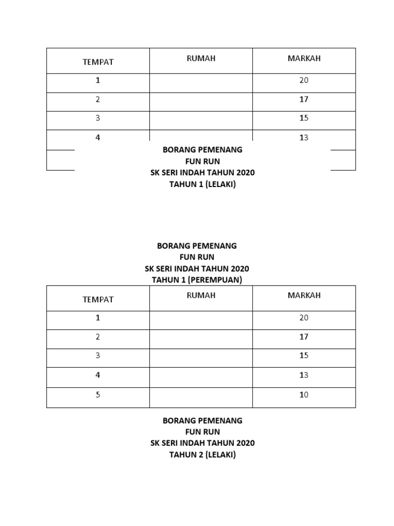 Borang Pemenang Fun Run | PDF