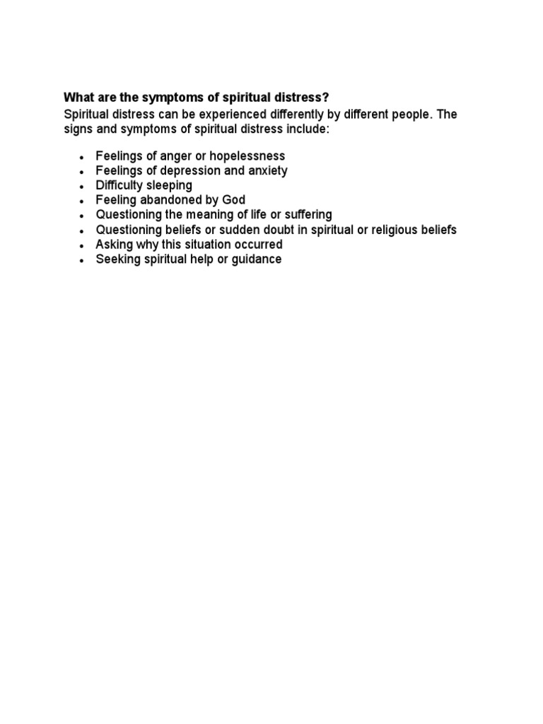 What Are The Symptoms of Spiritual Distress | PDF | Science ...