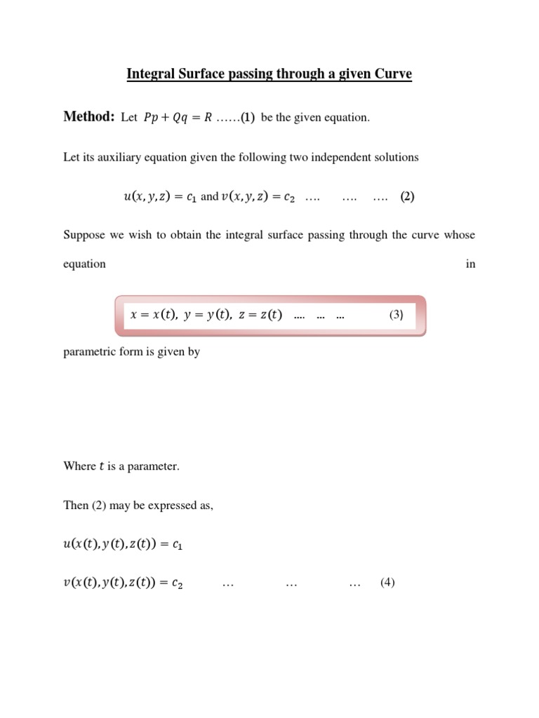 Integral Surface Passing Through A Given Curve | PDF | Equations | Differential Calculus