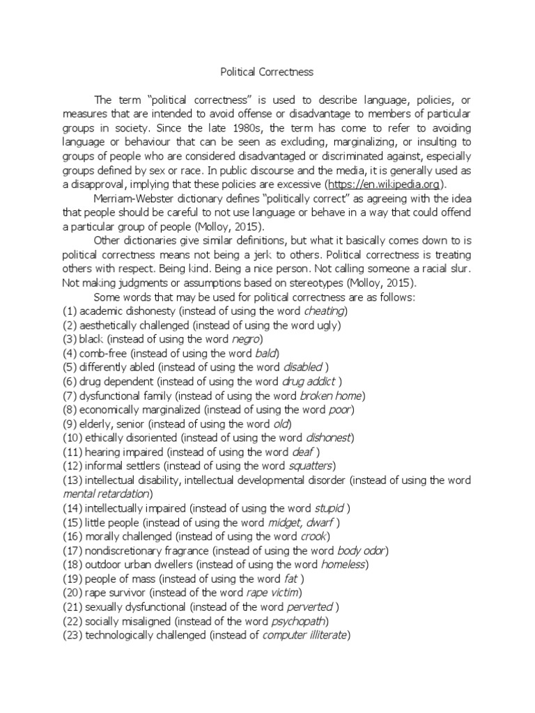 DEFINITION of Political Correctness | PDF | Political Correctness ...