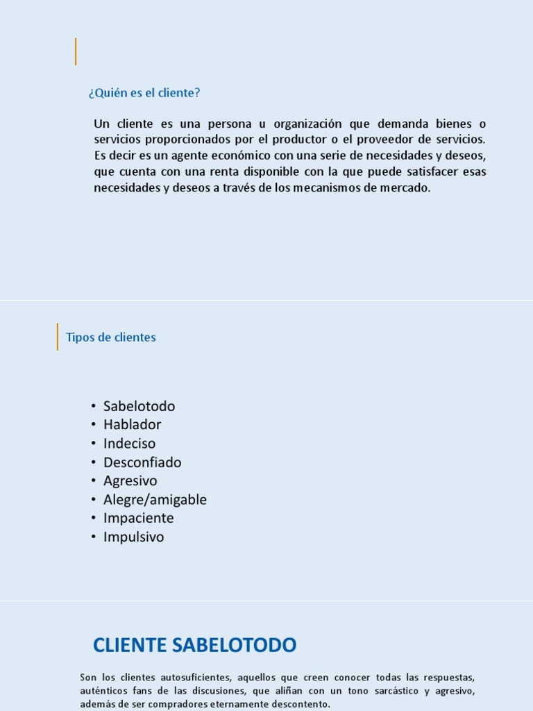 Tipos de Clientes: Hablador y Más | PDF | Cliente
