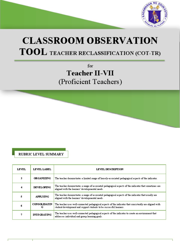 COT-TR Rubrics (Proficient - Highly Proficient) | PDF | Learning | Teachers