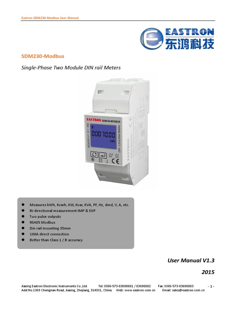 Manual SDM230 Modbus | PDF | Mains Electricity | Electrical Engineering