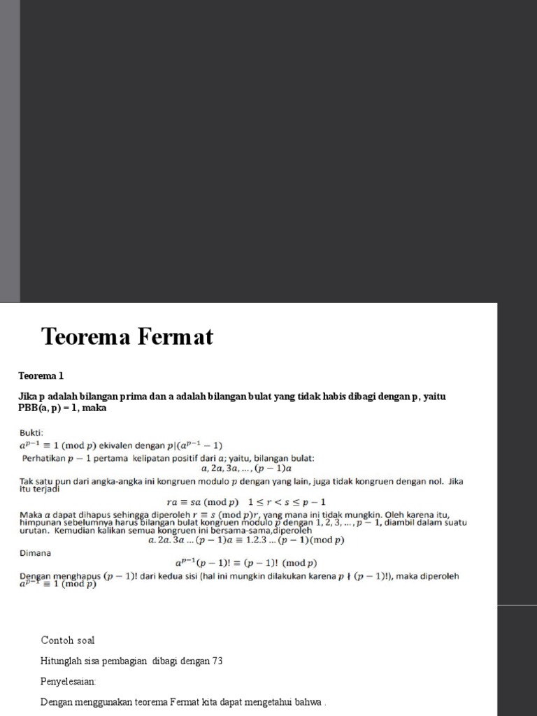 Teorema Fermat dan Aplikasinya | PDF
