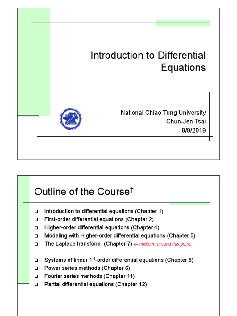 Introduction To Differential Equations: National Chiao Tung University ...