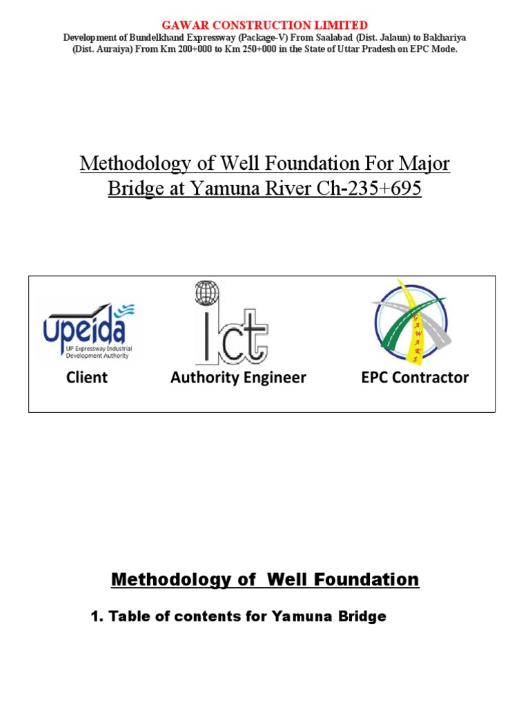 Methodology Well Foundation at Yamuna River | PDF | Concrete | Construction