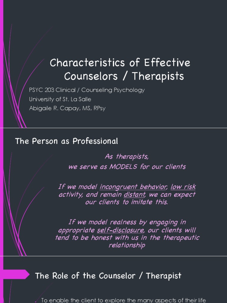 5 Characteristics of Effective Counselors - Corey | PDF | Psychotherapy ...