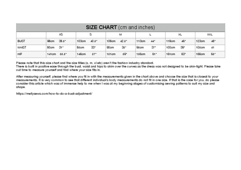 SIZE CHART (CM and Inches) | PDF
