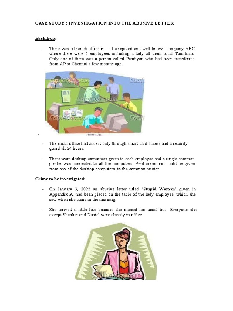 Case Study: Investigation Into The Abusive Letter Backdrop | PDF