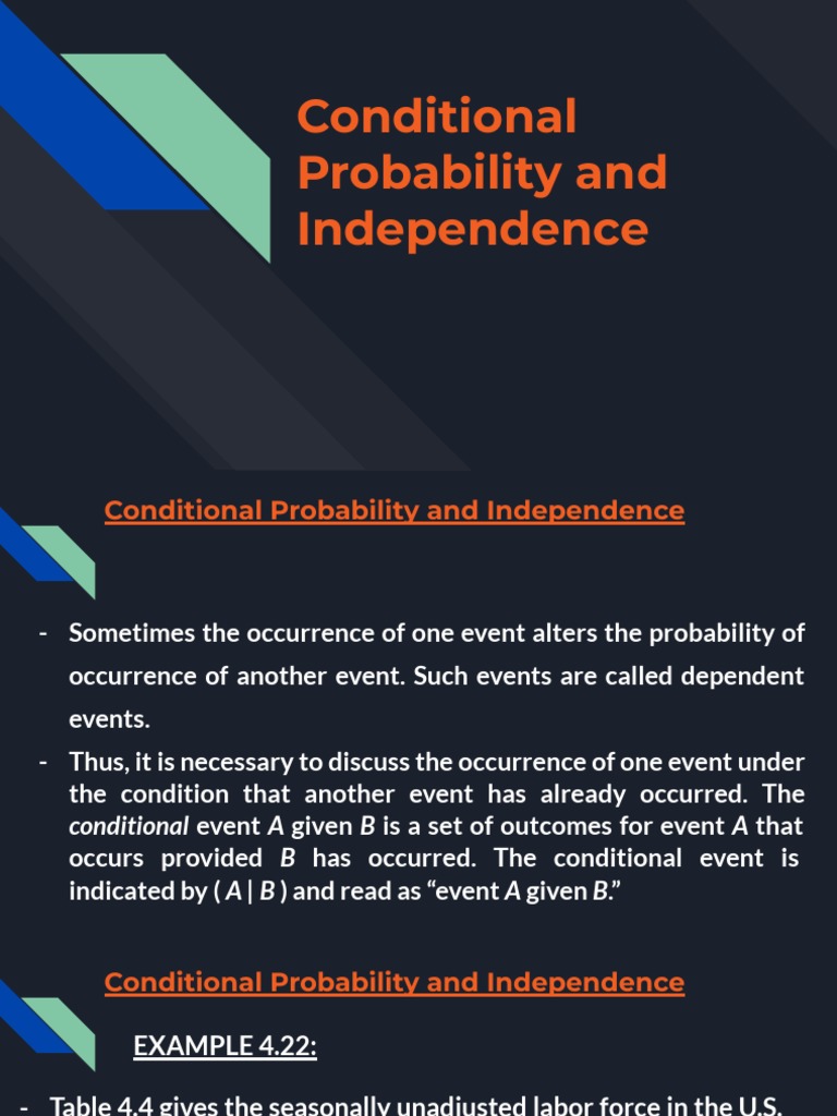 Conditional Probability and - Independence | PDF | Sensitivity And ...