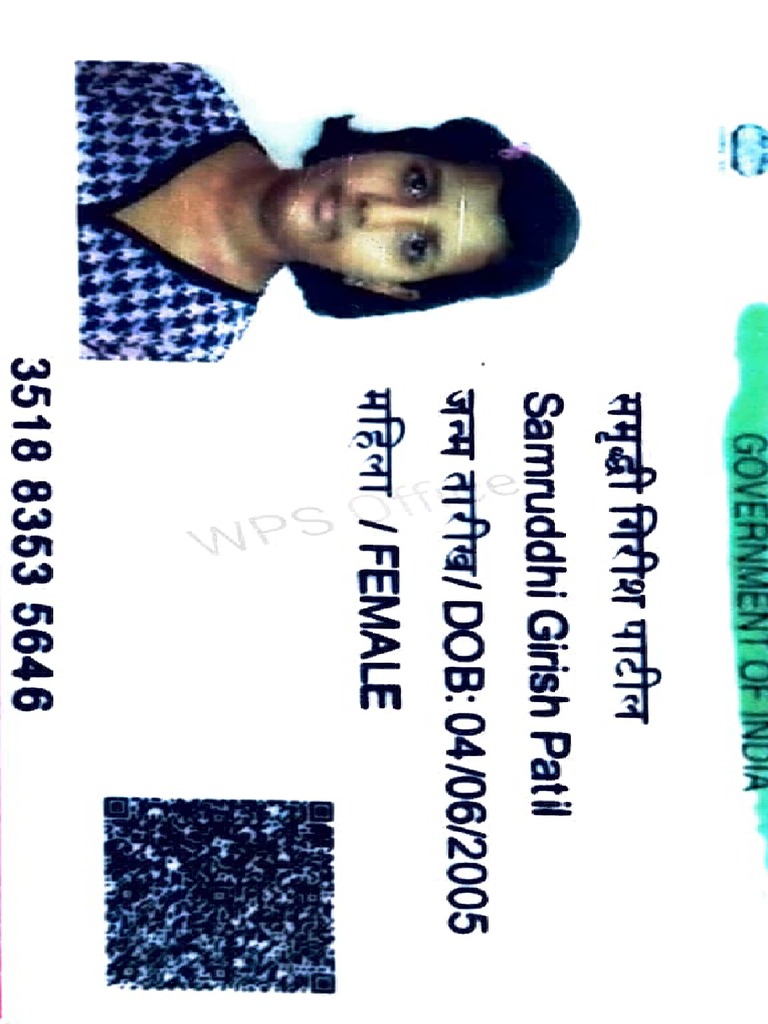 Personal Details and Identification Information for Samruddhi Girish Patil | PDF