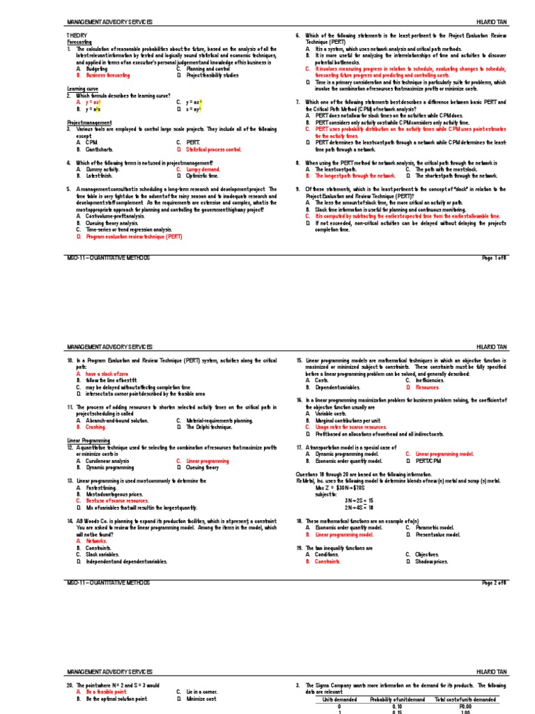 ZMSQ 11 Quantitative Methods PDF Free | PDF | Linear Programming | Mathematical Optimization