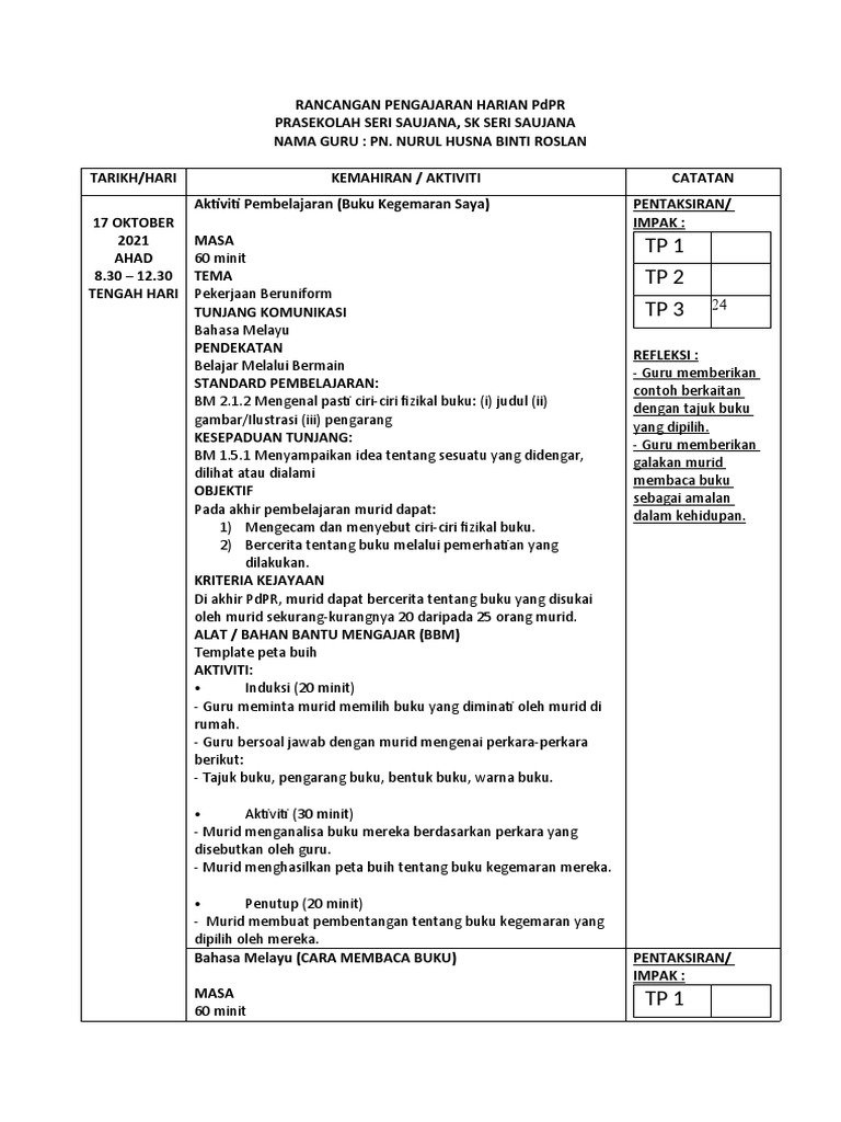 E-RPH Prasekolah 2021 M34 | PDF