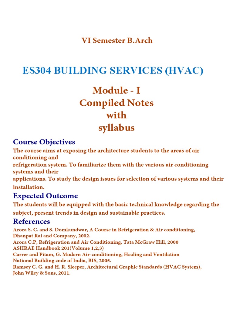HVAC Building Services Course Notes | PDF | Air Conditioning ...