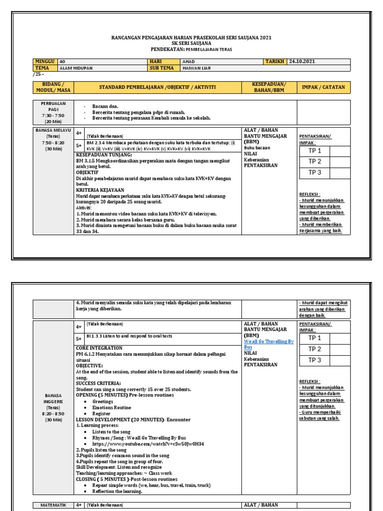 E-RPH Prasekolah 2021 M35 | PDF
