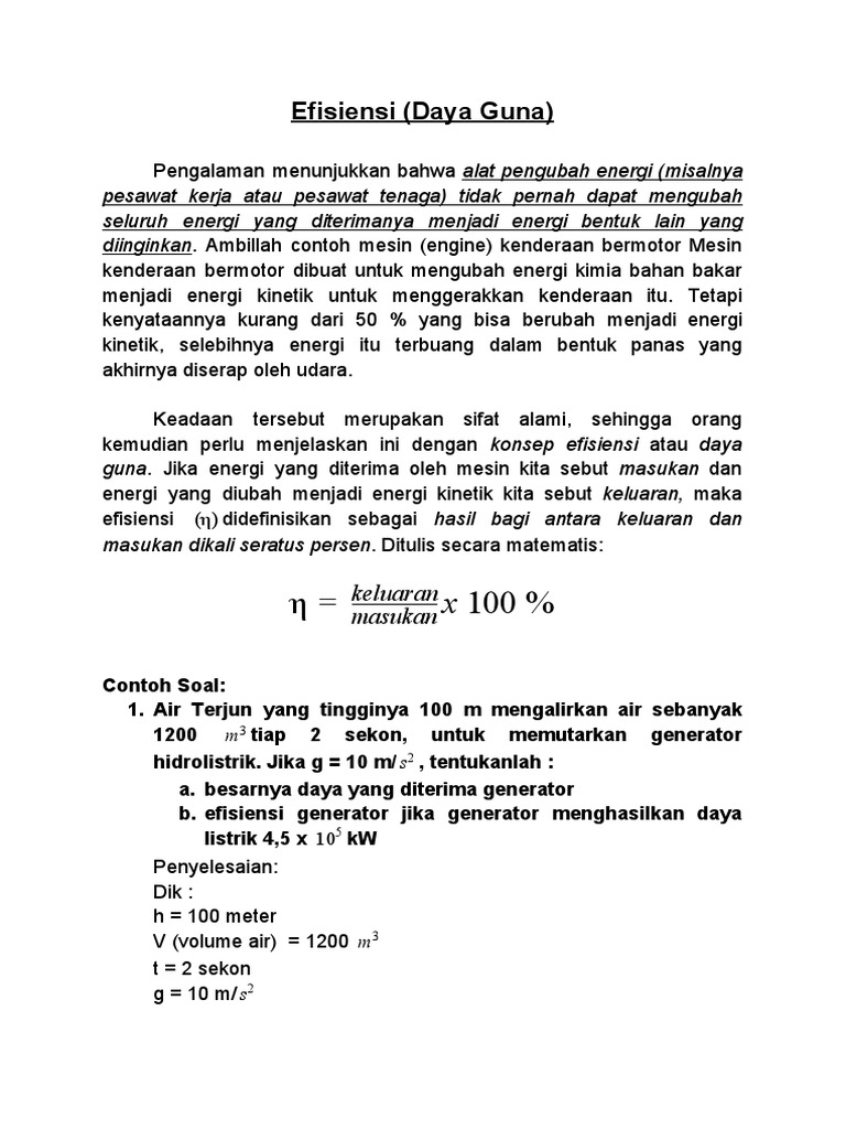 Efisiensi (Daya Guna) | PDF