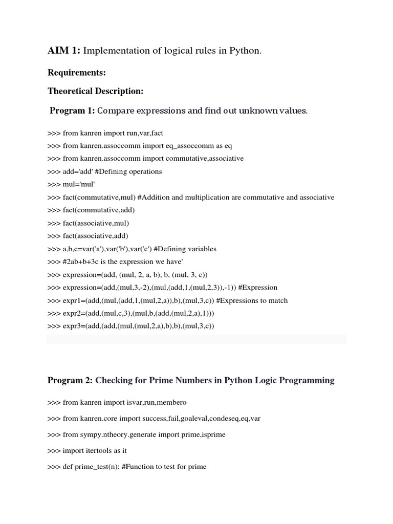 Experiment No 1 - Logic Programming | PDF | Software Engineering | Computer Programming