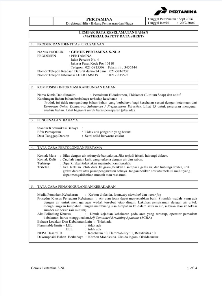 Dokumen - Tips - Msds Grease X NL 2 | PDF | Kesehatan Holistik
