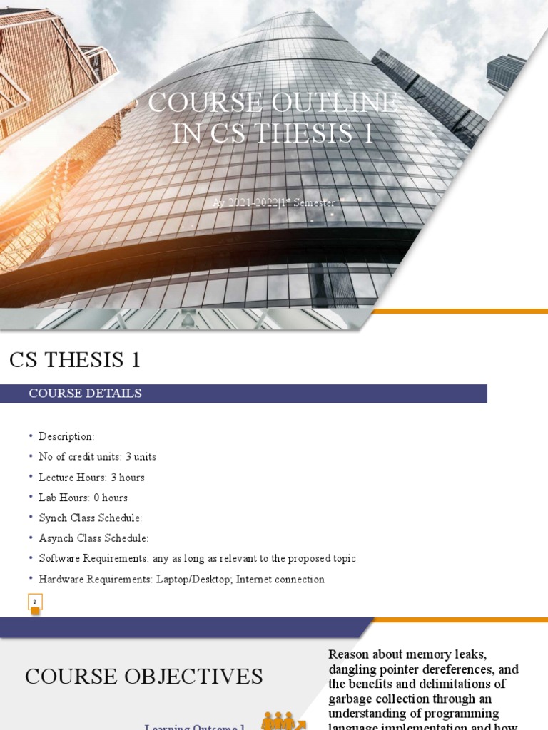 Course Outline in Cs Thesis 1: Ay 2021-2022 - 1 Semester | PDF | Computing | Design