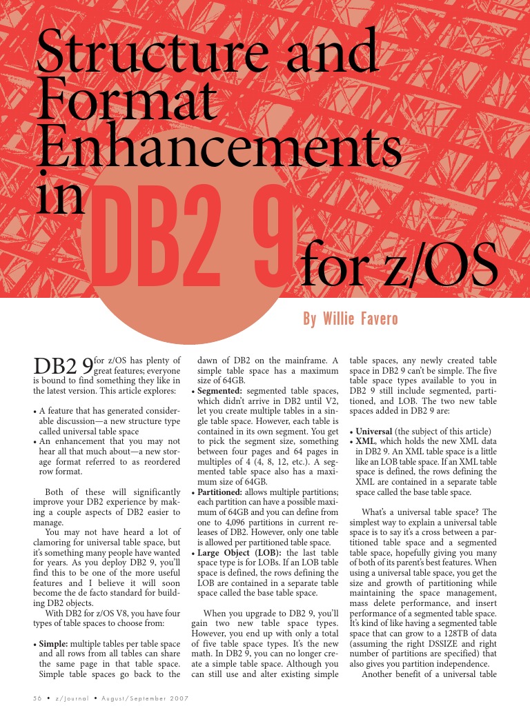 Zjournal Structure Format Aug Sept 2007 | PDF | Ibm Db2 | Mainframe Computer