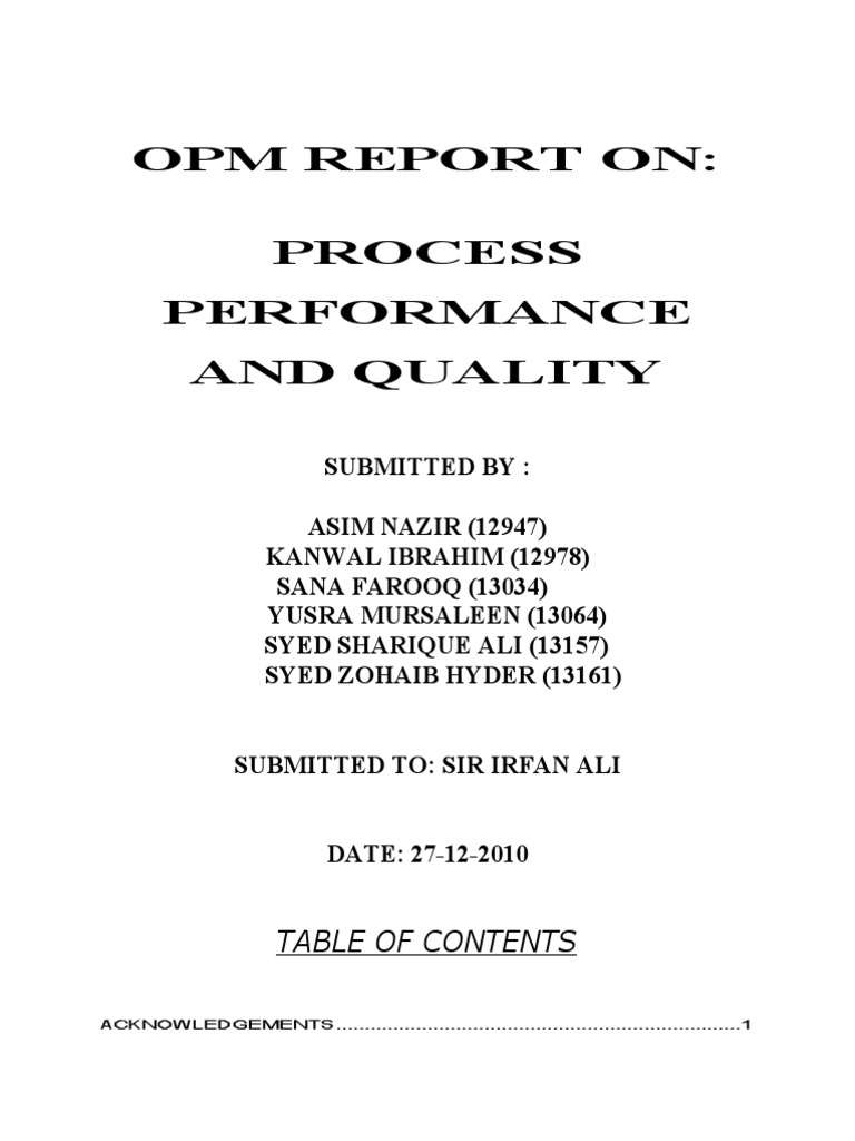 Opm Report On: Process Performance and Quality | PDF | Natural Rubber ...