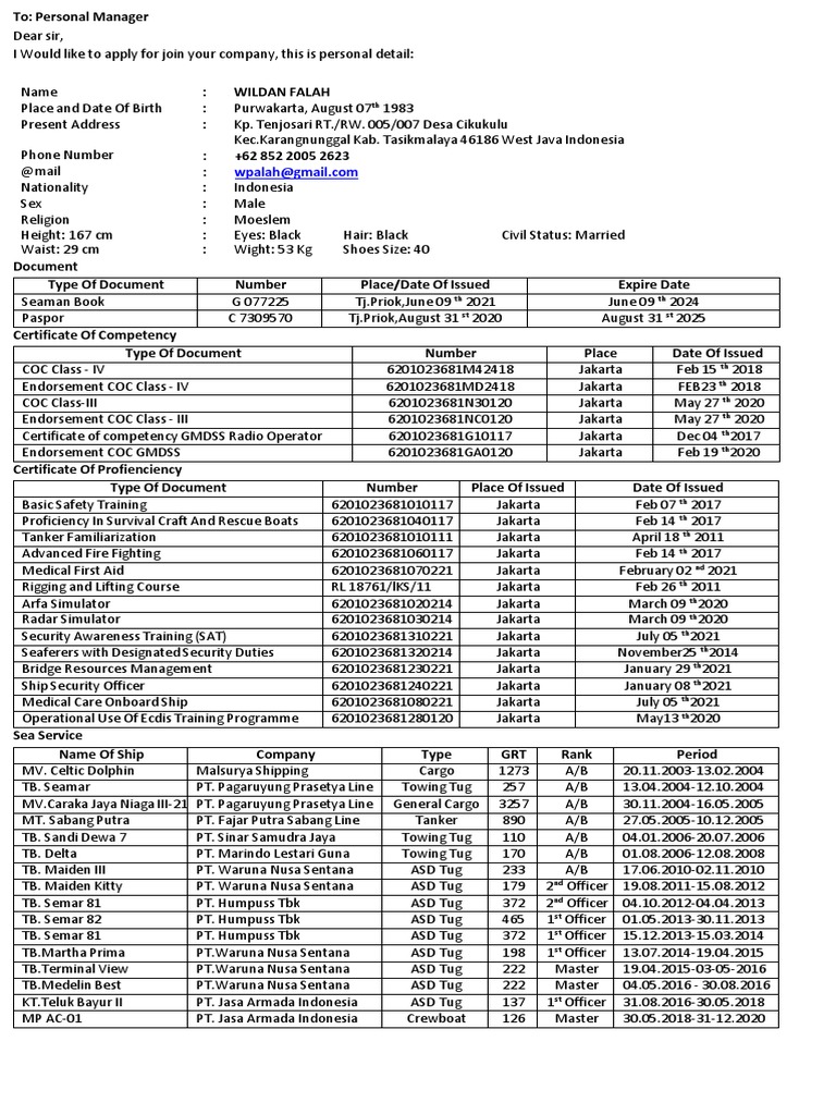 Wildan Kandidat Master DiegoCV FIX | PDF | Service Industries | Freight ...