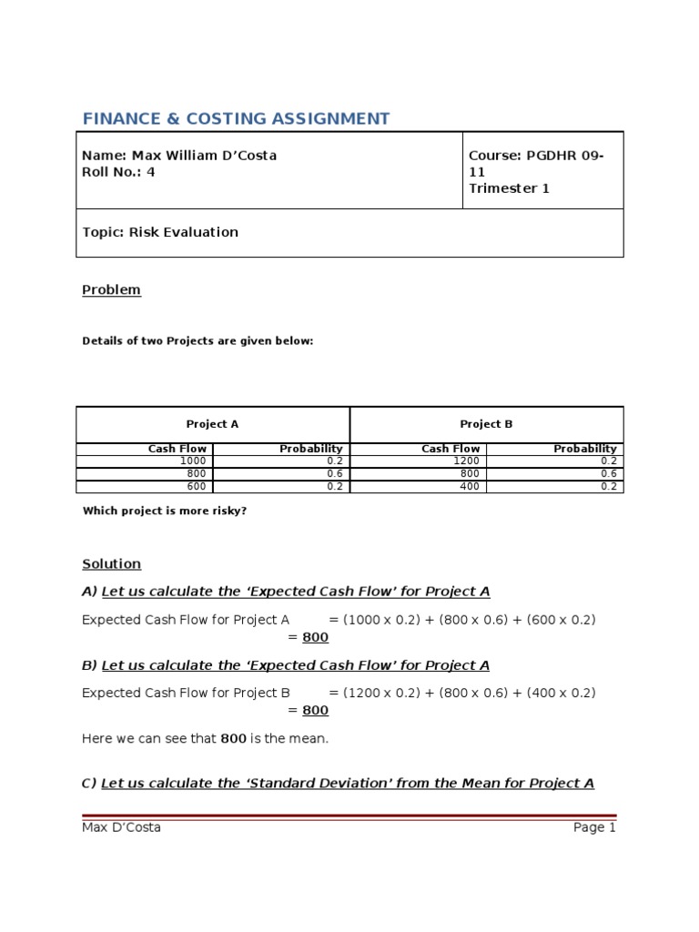 Max Assignment | PDF | Standard Deviation | Coefficient Of Variation